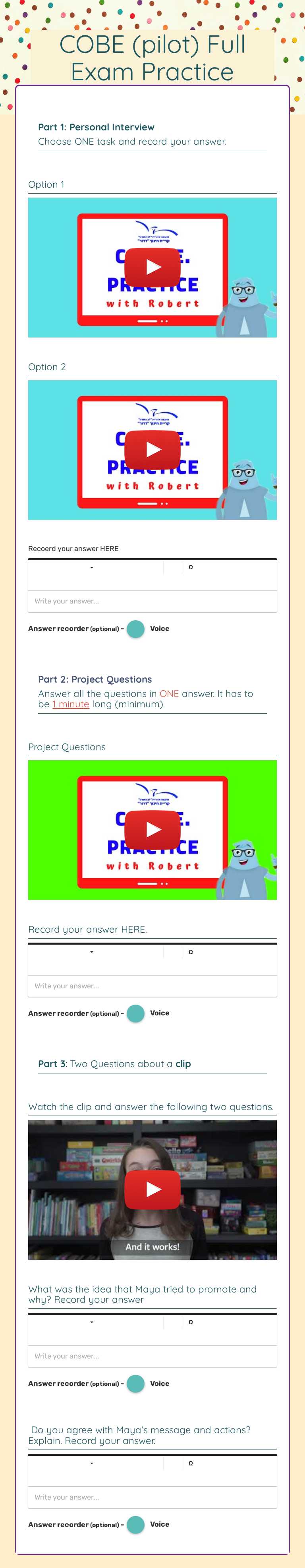 COBE (pilot) Full Exam Practice by שולמית צוויק | Interactive Worksheet ...