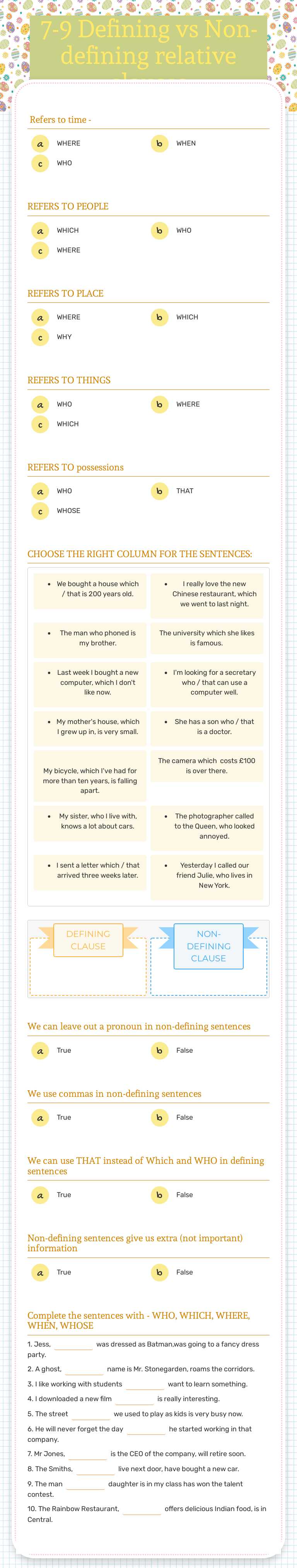 7-9 Defining vs Non-defining relative clauses by Daniel Romero ...