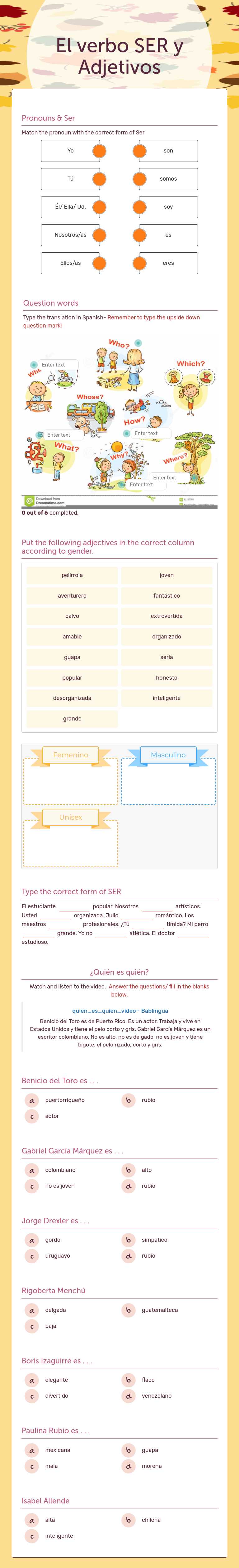 Conquer Spanish 'SER' and adjectives! Practice conjugations, gender ...
