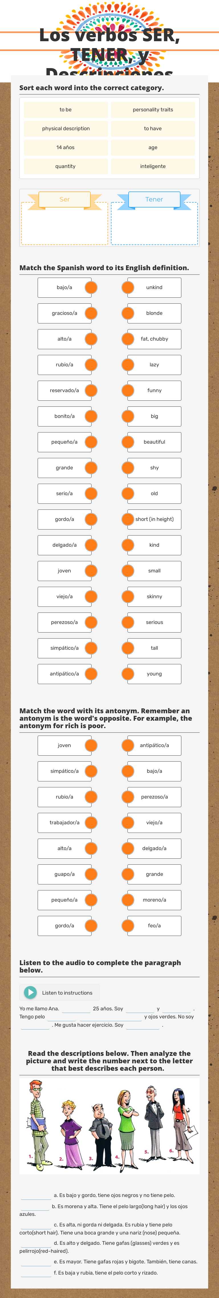 Unlock your Spanish descriptive power with verbs Ser and Tener! | Los ...