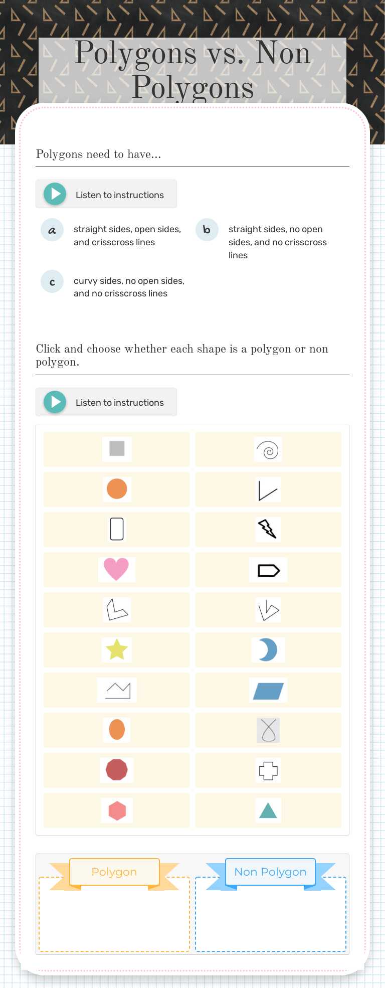Polygons vs. Non Polygons by Elizabeth Ochoa | Interactive Worksheet ...