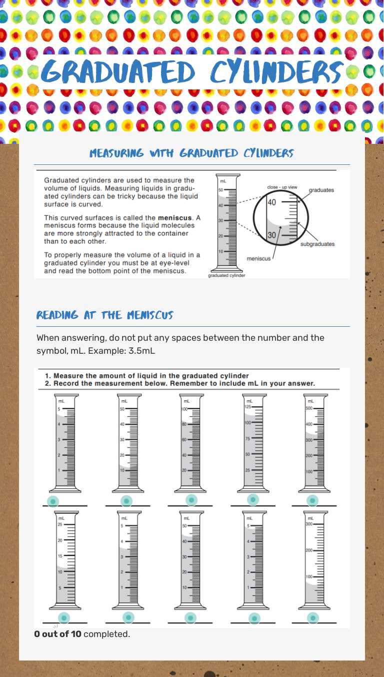 Master measuring liquids with graduated cylinders! Practice reading ...