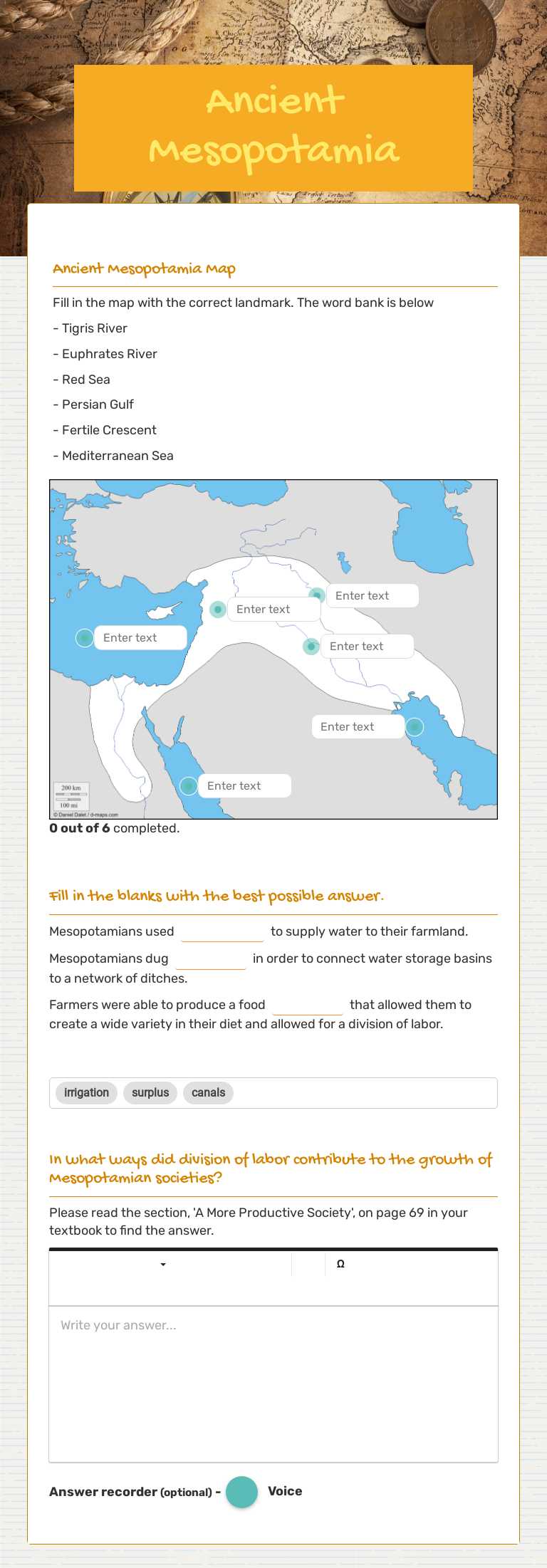 Explore Ancient Mesopotamia's geography and innovations! Map key rivers ...