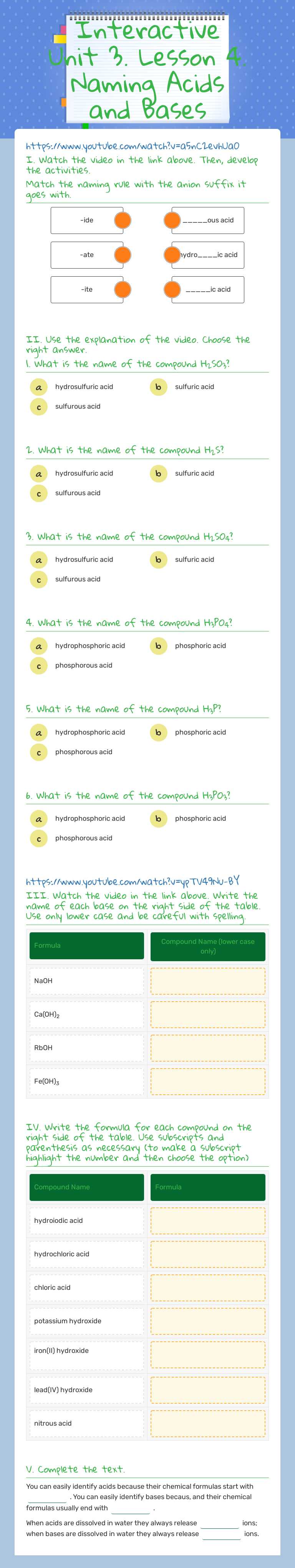 Unlock the secrets of naming acids and bases! Practice writing chemical ...
