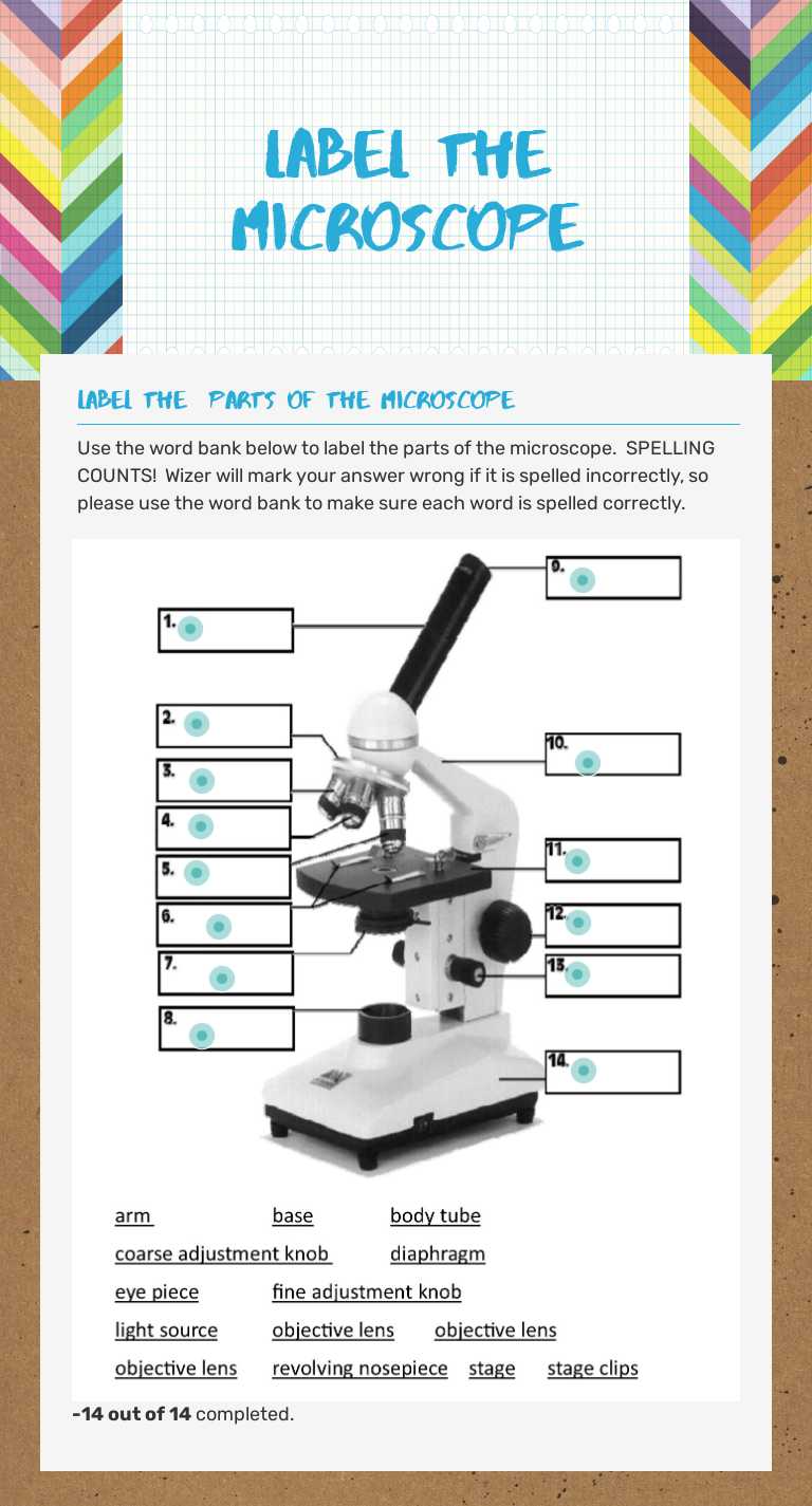 Label the Microscope Parts Science Worksheet | Label The Microscope by ...