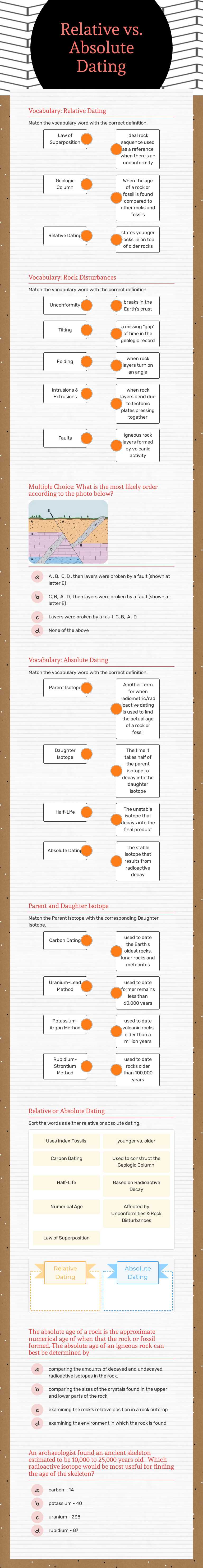 Relative vs. Absolute Dating by Tricia Cline | Interactive Worksheet ...