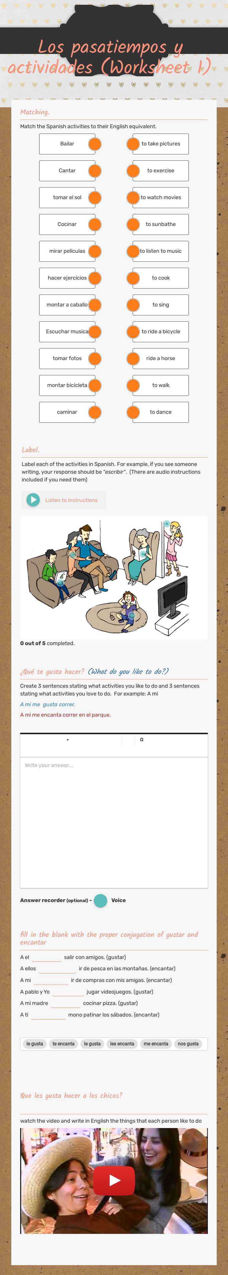 Master Spanish hobbies & activities! Practice vocabulary, 'gustar ...