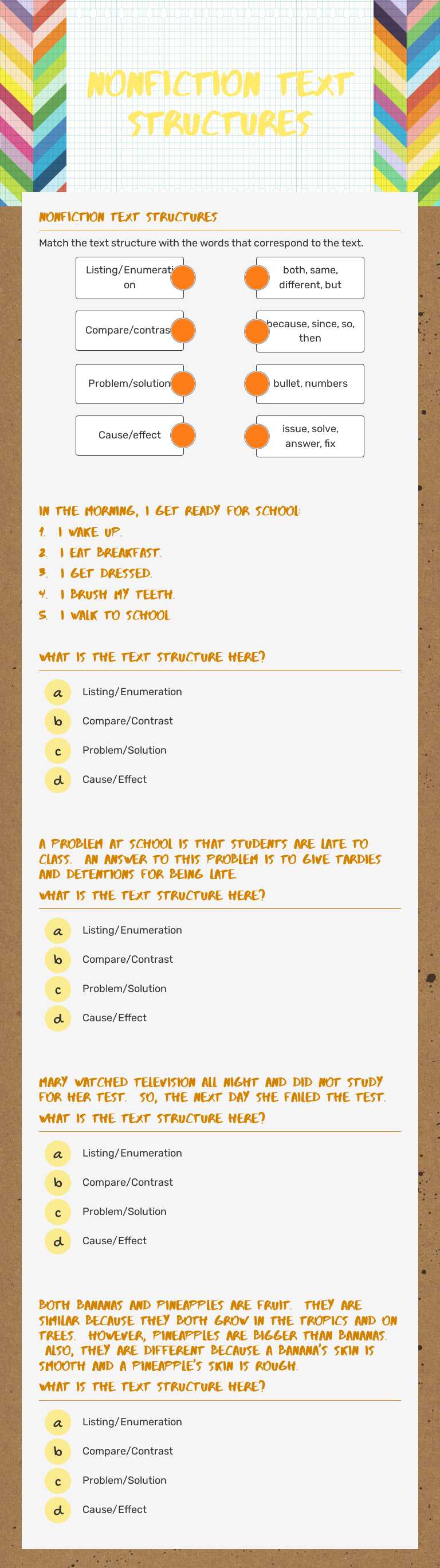 Nonfiction text structures by Kylee Mansfield | Interactive Worksheet ...