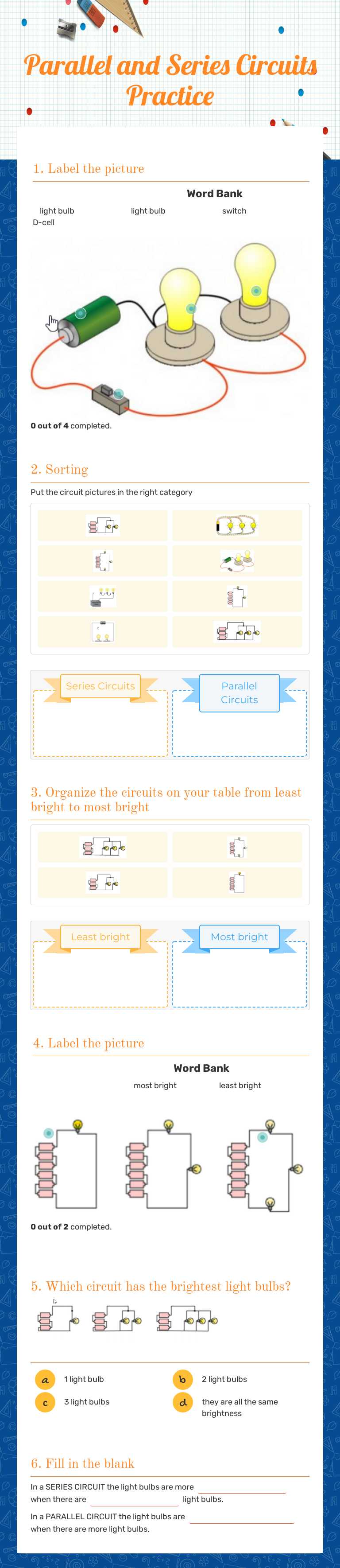 Master parallel and series circuits with this fun practice worksheet ...