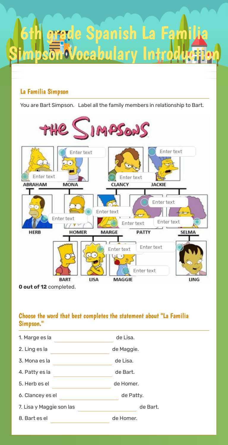 Learn Spanish family terms with "La Familia Simpson"! Label relatives ...