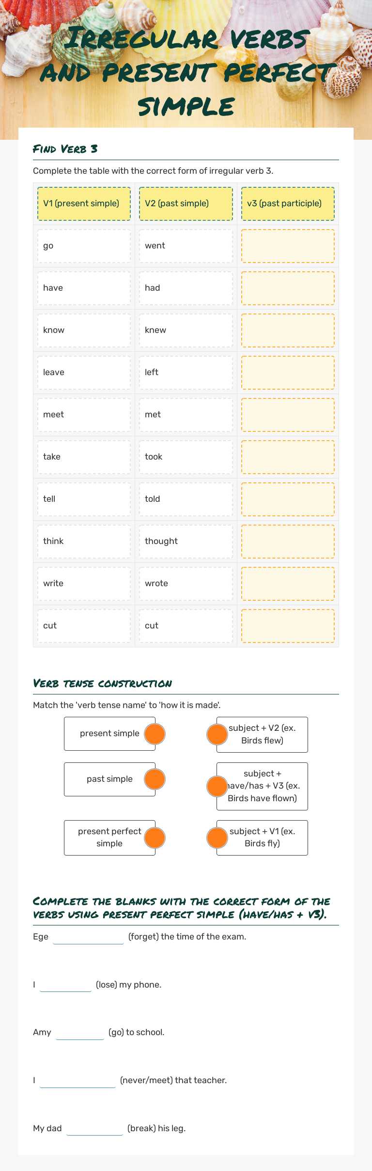 Irregular verbs and present perfect simple by Ivana Lovrić ...