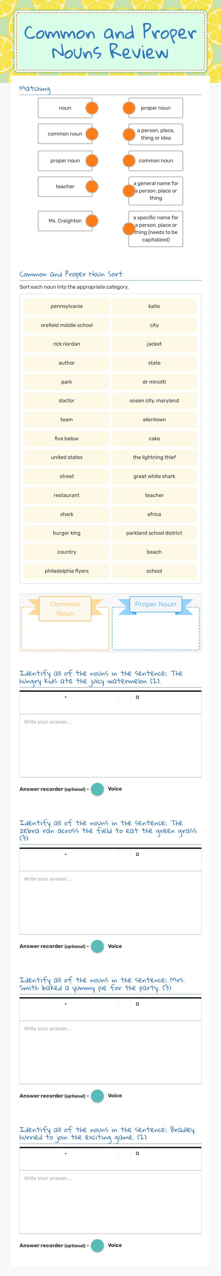 Common and Proper Nouns Review by Haylee Liestman | Interactive ...