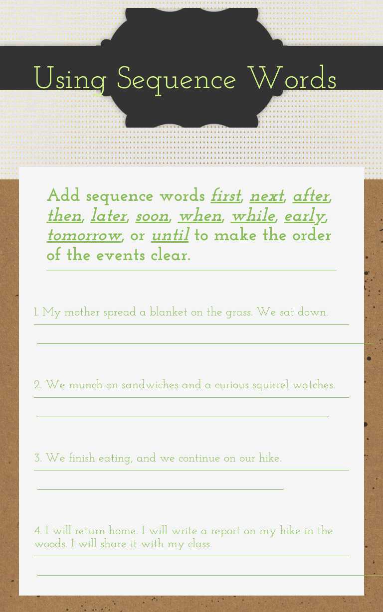 Using Sequence Words by Pascalia Bertie | Interactive Worksheet | Wizer.me