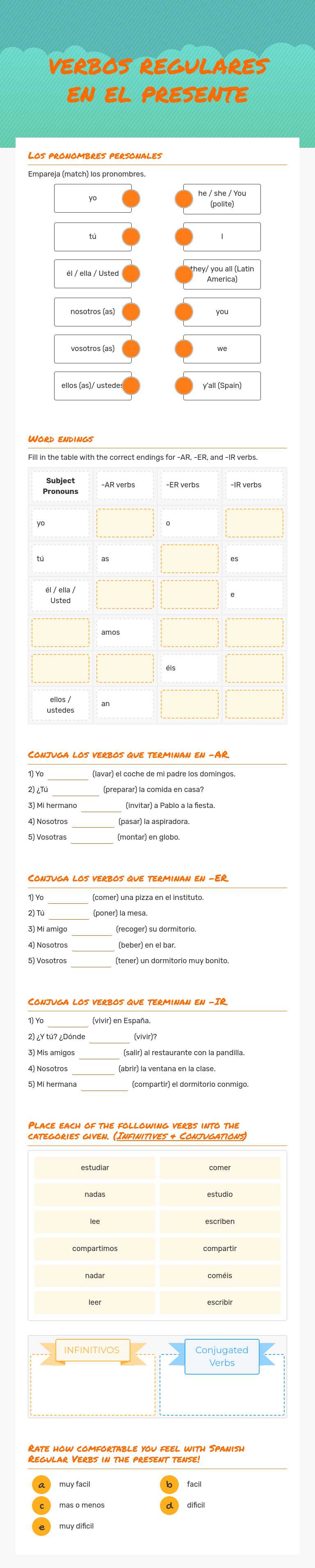 Learn and practice Spanish regular verbs in the present tense with ...