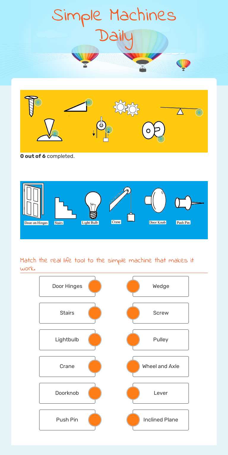 Simple Machines Daily by Leah Henkemeyer | Interactive Worksheet | Wizer.me