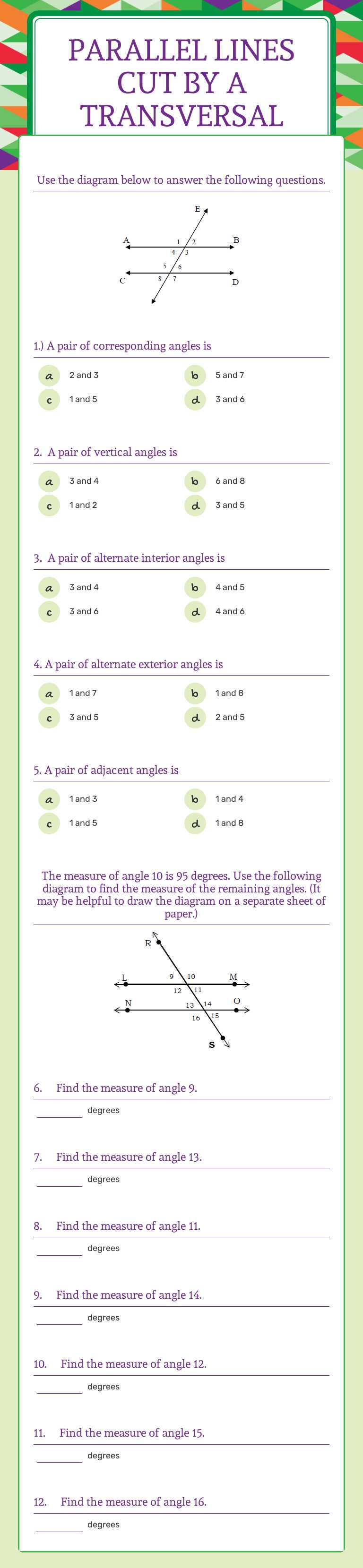 Learn angle types formed by parallel lines and a transversal ...