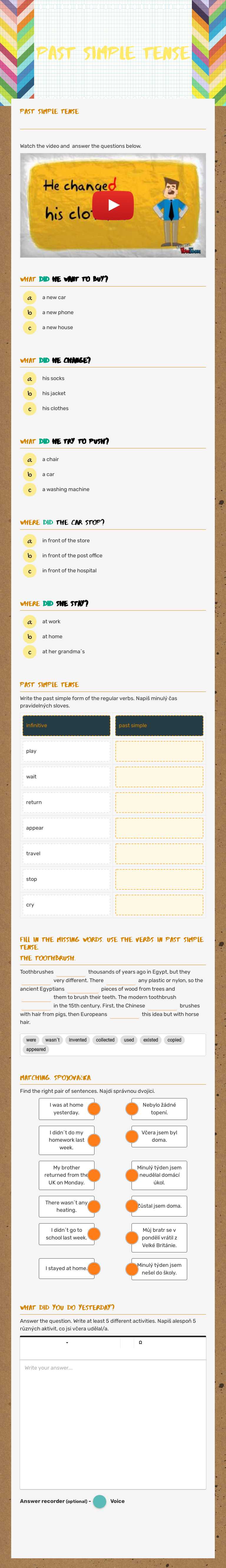 Practice past simple tense with fun exercises for 5th graders! | Past ...