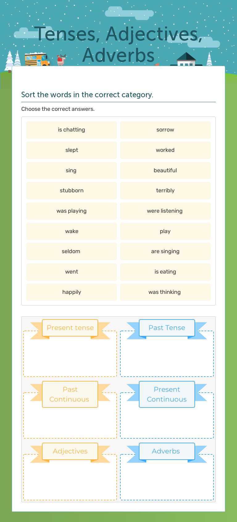 Tenses, Adjectives, Adverbs by CHONG WOON NGAR Moe | Interactive ...