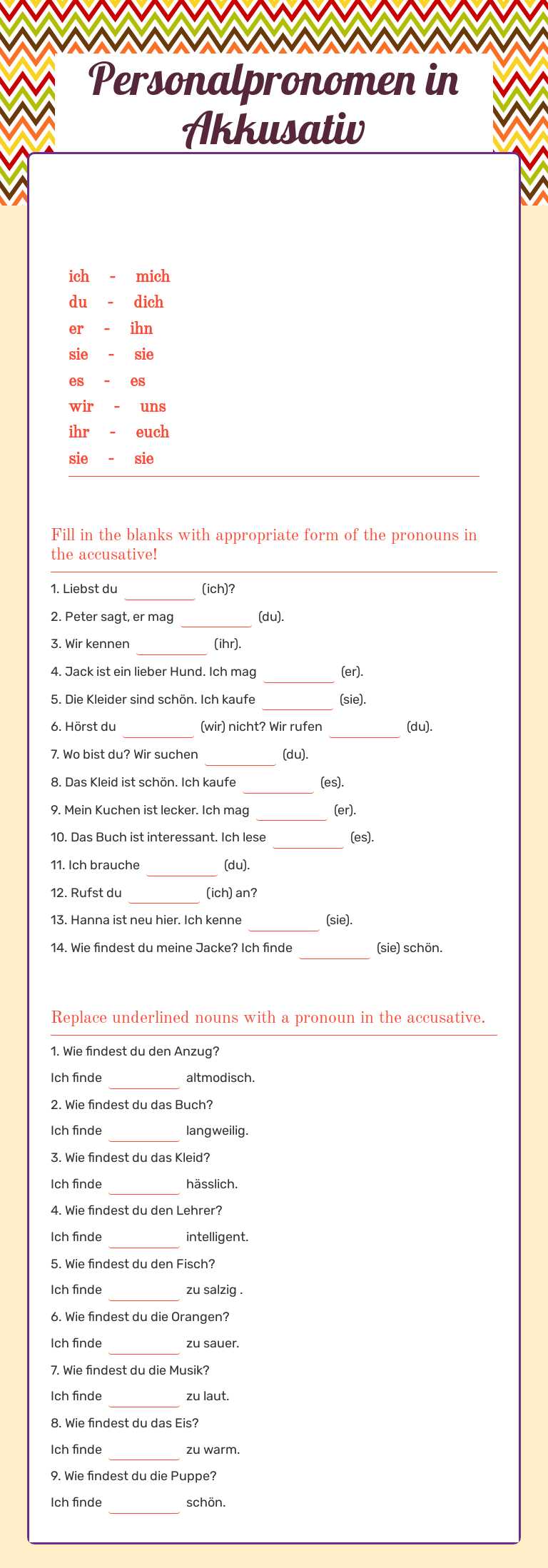Ready to master German accusative pronouns? This worksheet helps you ...