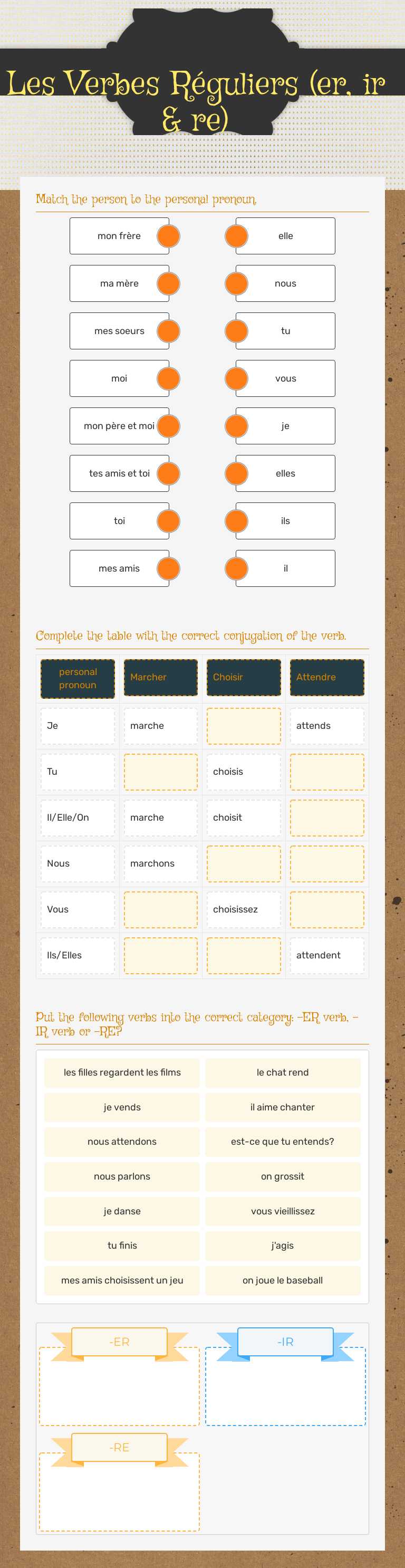 Les Verbes Réguliers (er, ir & re) by Ashley Schatz | Interactive ...