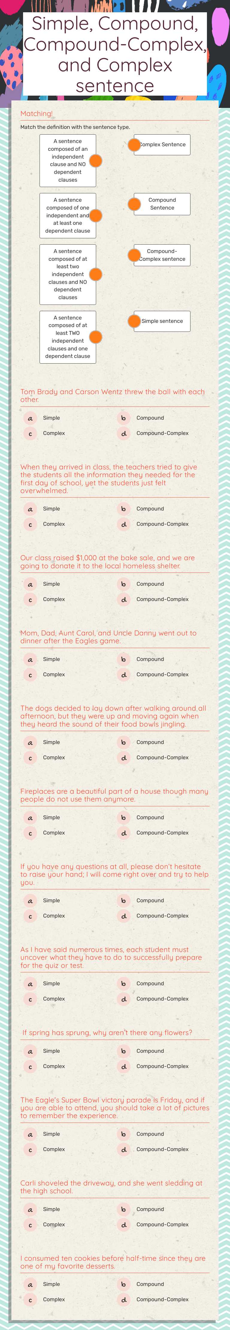 Simple, Compound, Compound-Complex, and Complex sentence by Nora Ruiz ...