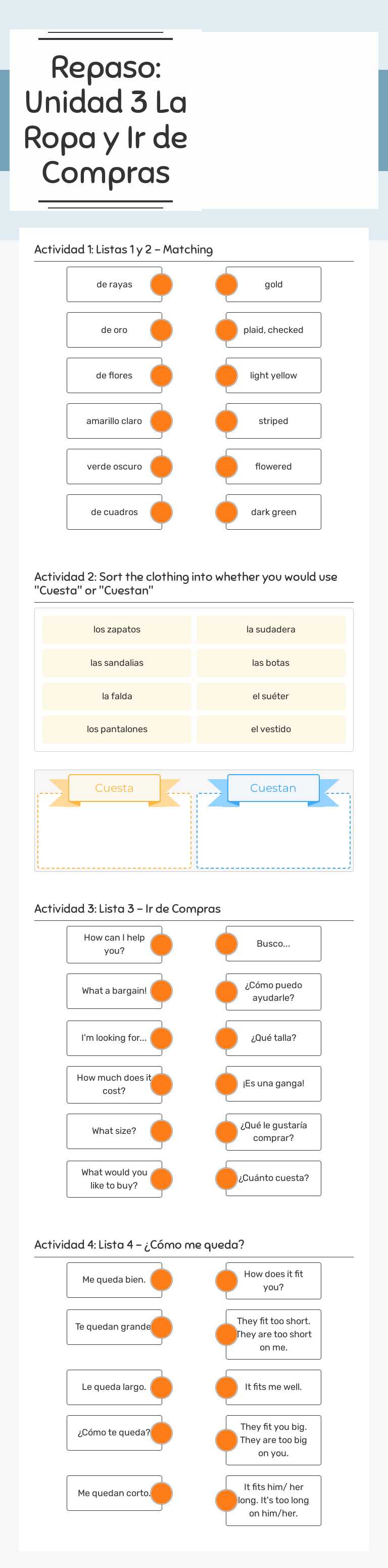 Master Spanish clothes & shopping! Fun vocab & grammar practice ...