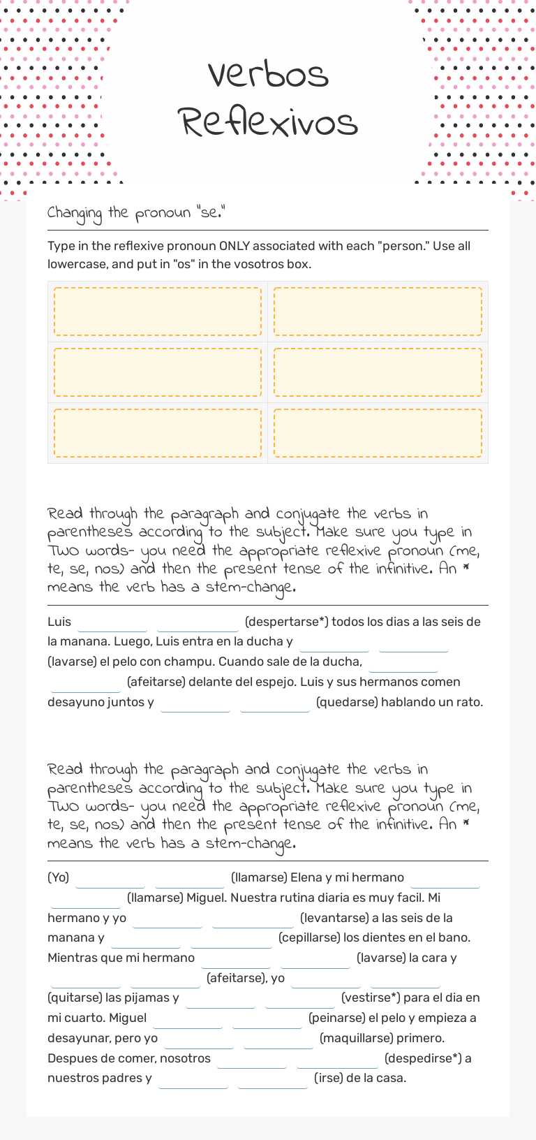 Master Spanish reflexive verbs and pronouns with this practice ...