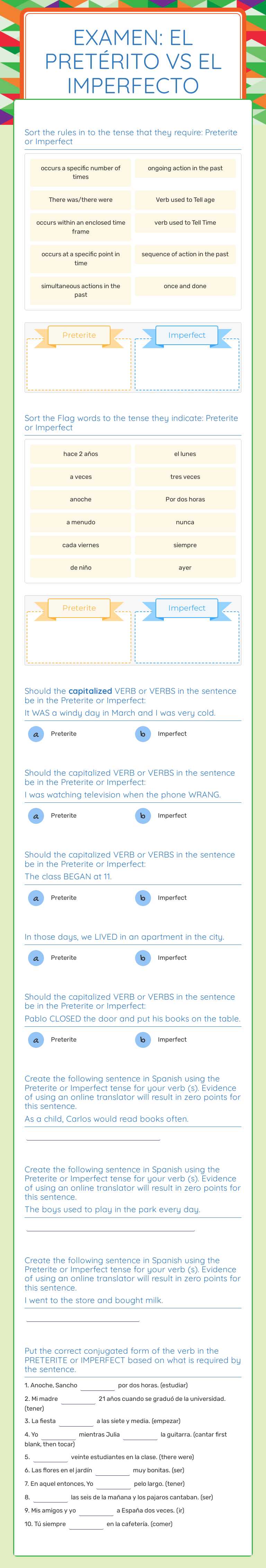 Master Spanish preterite & imperfect tenses! Practice rules, cues, and ...