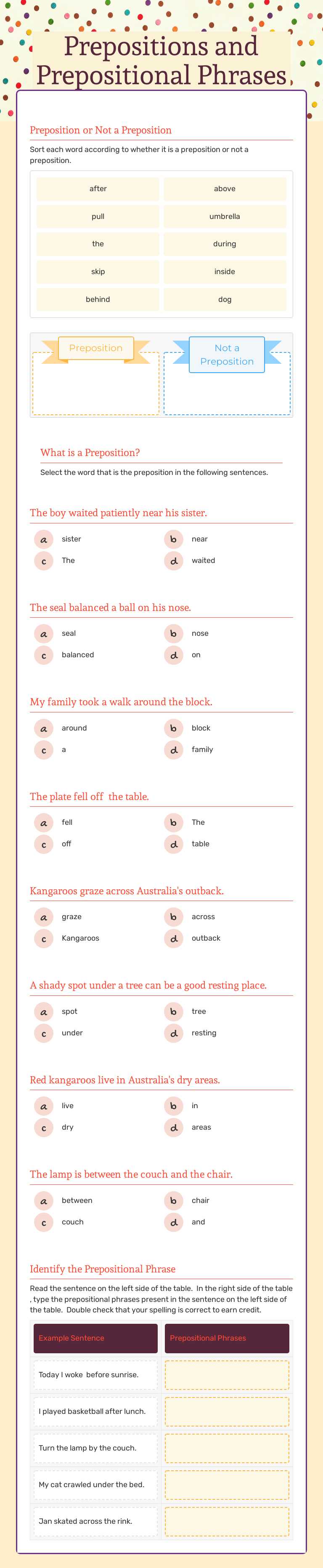 Prepositions and Prepositional Phrases by Emersyn Early | Interactive ...