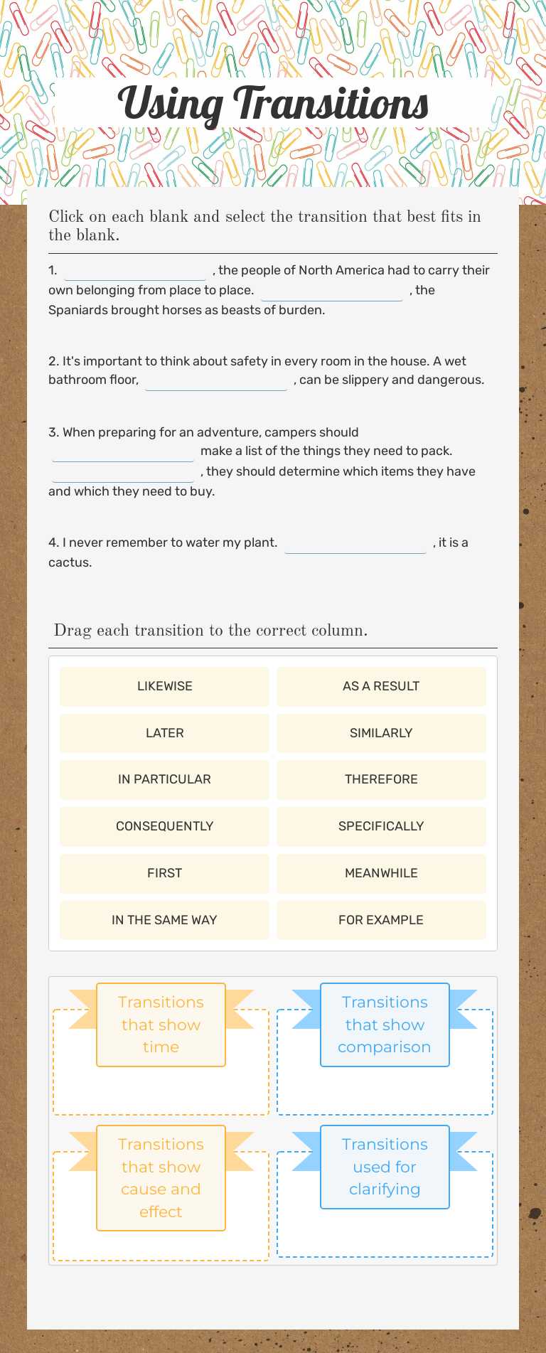 Boost your writing with transition words! Practice identifying and ...