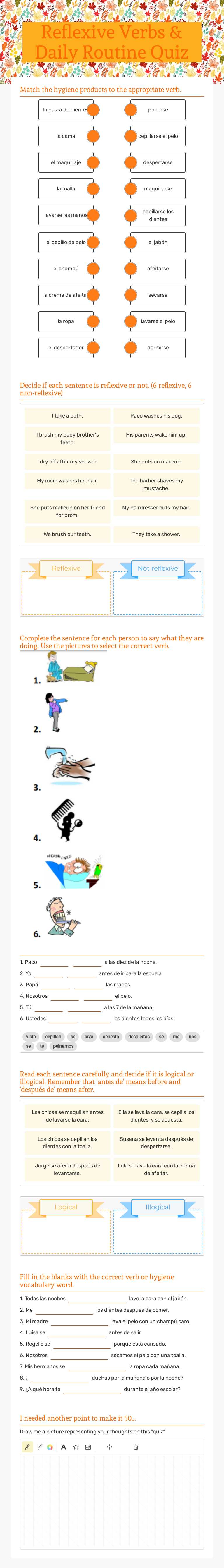 Master Spanish reflexive verbs & daily routines! Fun quiz for teens ...