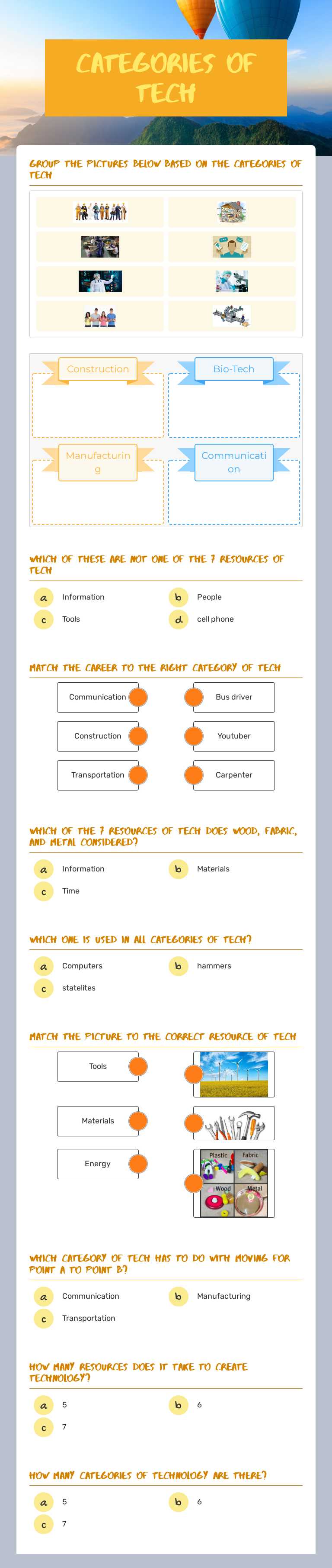 Categories of Tech by Todd DeSoto | Interactive Worksheet | Wizer.me