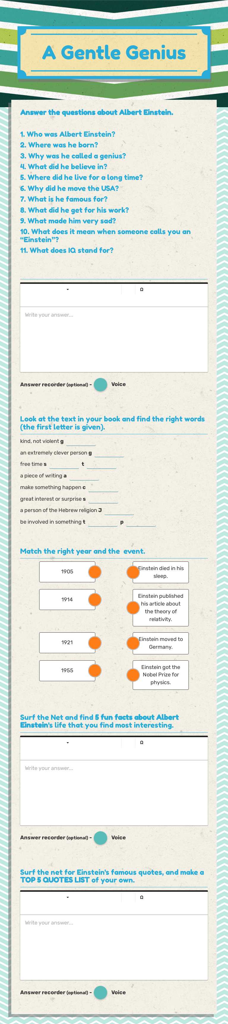 A Gentle Genius by Ivana Dujić | Interactive Worksheet | Wizer.me