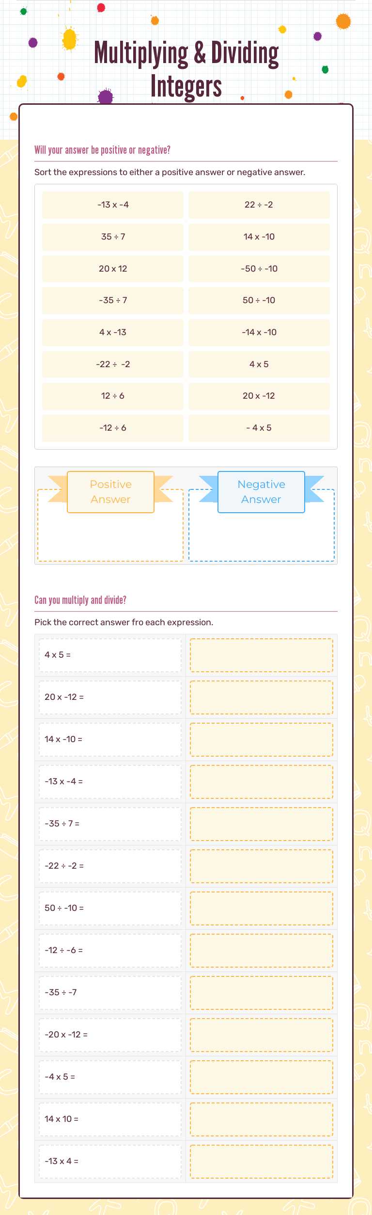 Master multiplying & dividing integers! Solve problems with positive ...