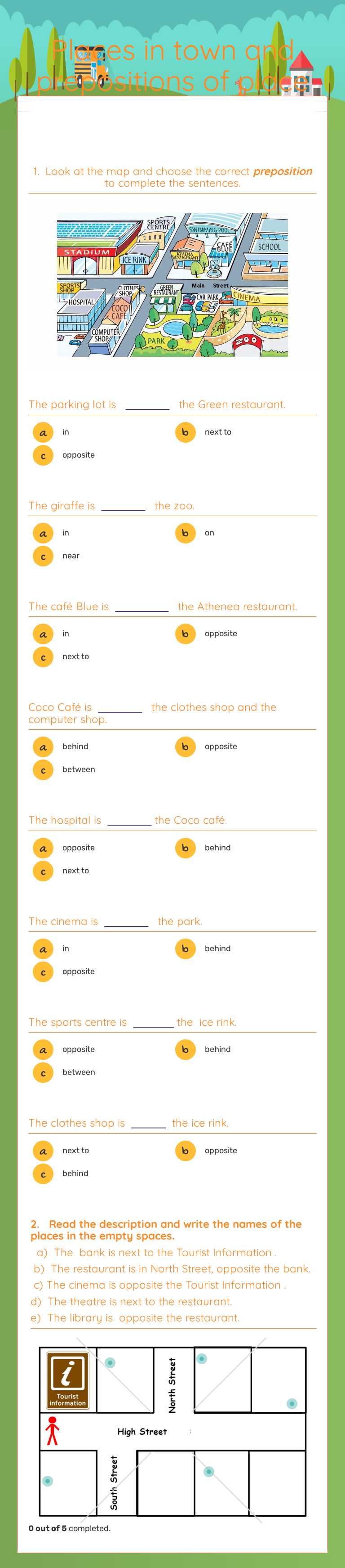 Master prepositions of place with our fun map activity! | Places in ...