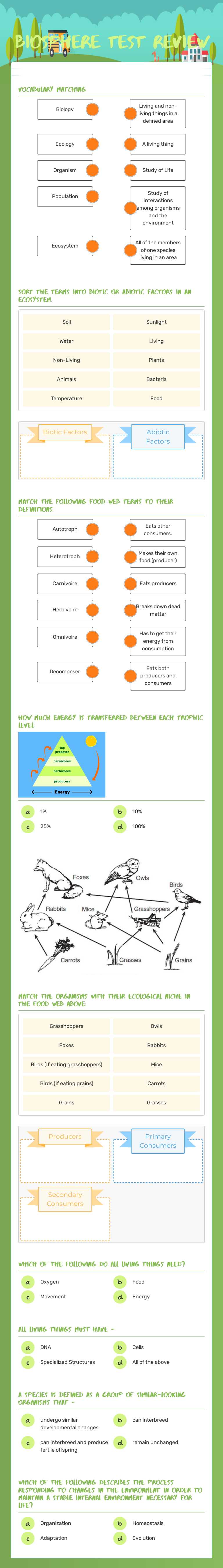 Biosphere Test Review by David Paine | Interactive Worksheet | Wizer.me