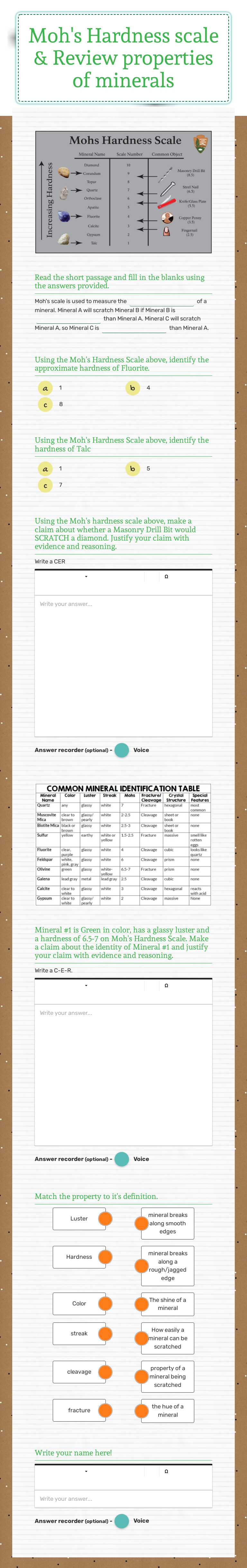 Master the Moh's Hardness Scale! Practice identifying mineral hardness ...