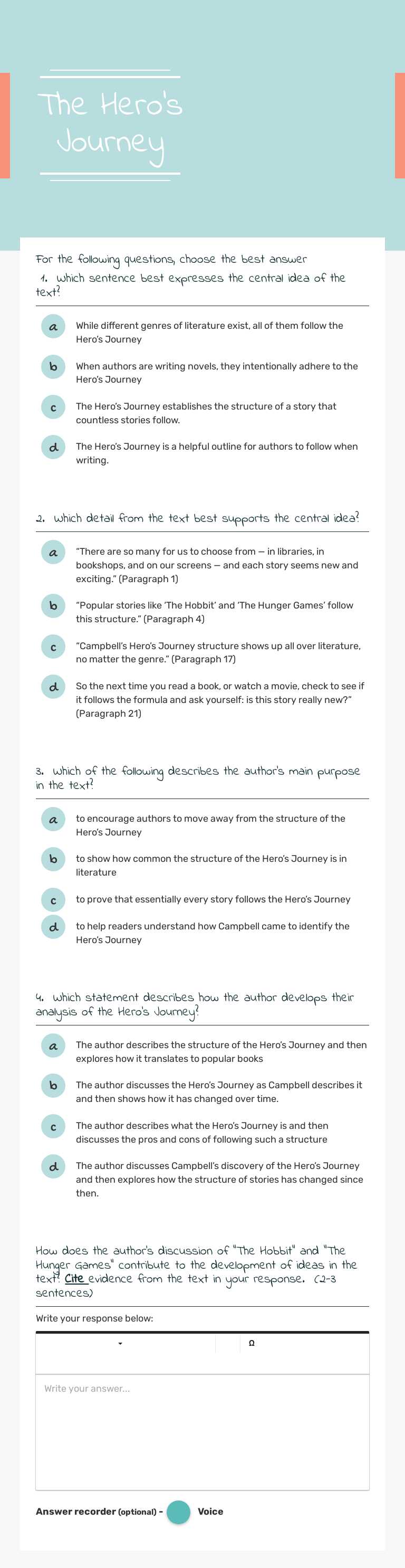 The Hero's Journey by debbie ferguson | Interactive Worksheet | Wizer.me