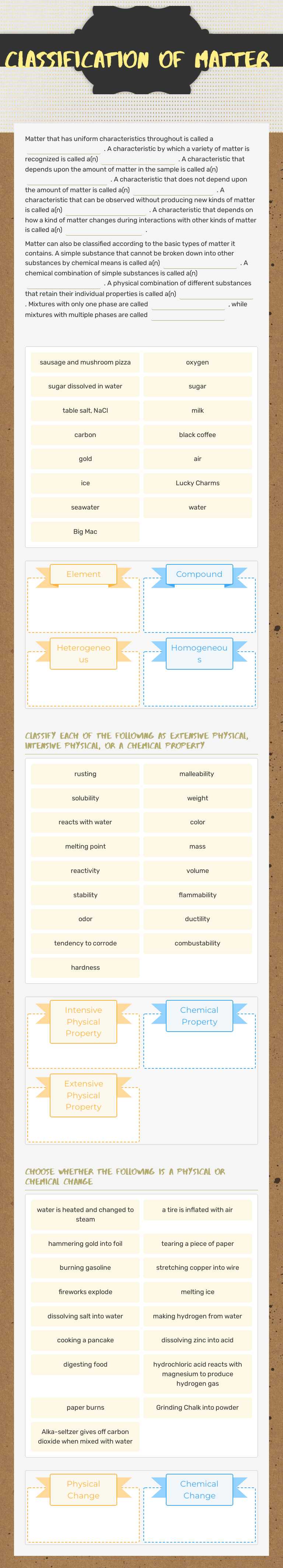 Master matter classification! Differentiate elements, compounds ...