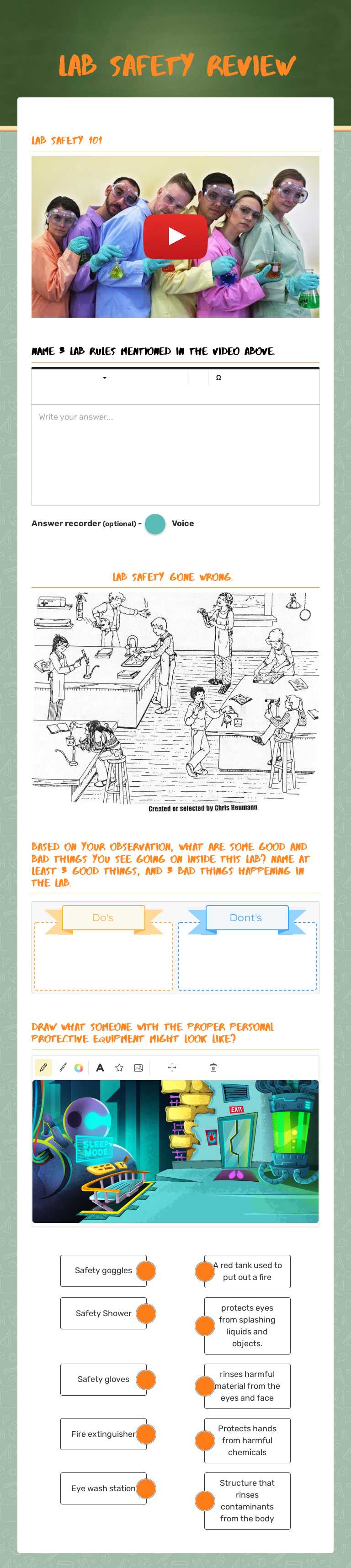 Lab safety review by Verina Walker | Interactive Worksheet | Wizer.me