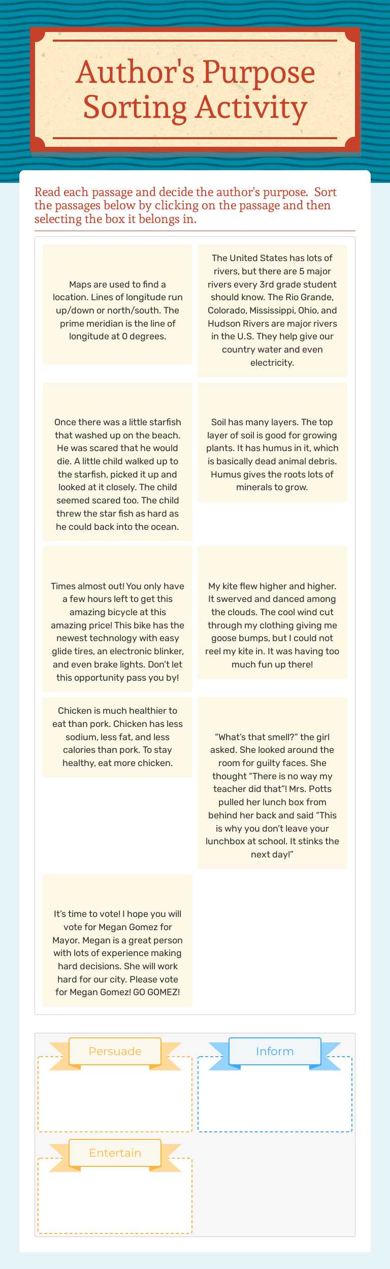Author's Purpose Sorting Activity by Miranda Goodman | Interactive ...
