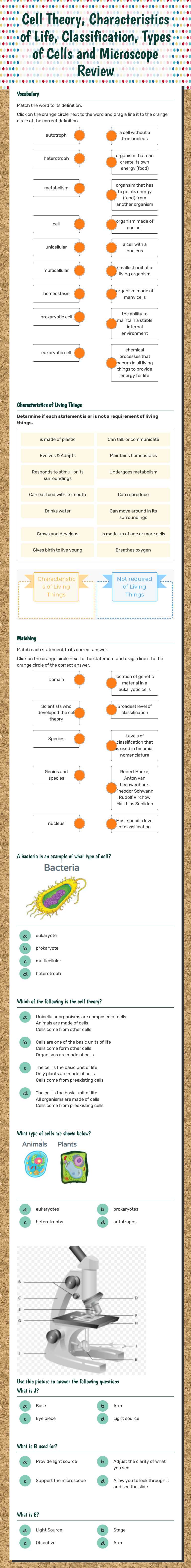 Cell Theory, Characteristics of Life, Classification, Types of Cells ...