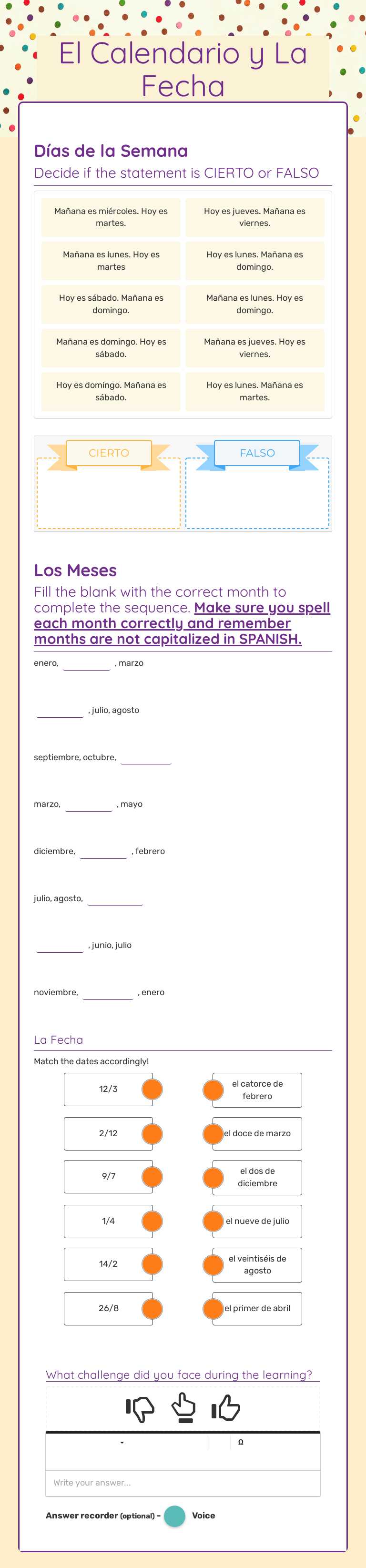 Master Spanish days, months, and dates with this fun practice worksheet ...