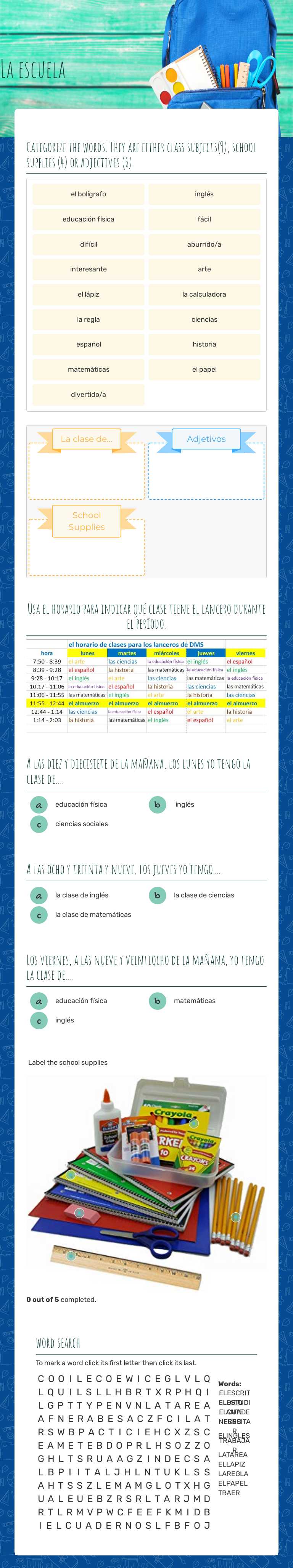 ¡Domina el vocabulario escolar en español con estas divertidas ...