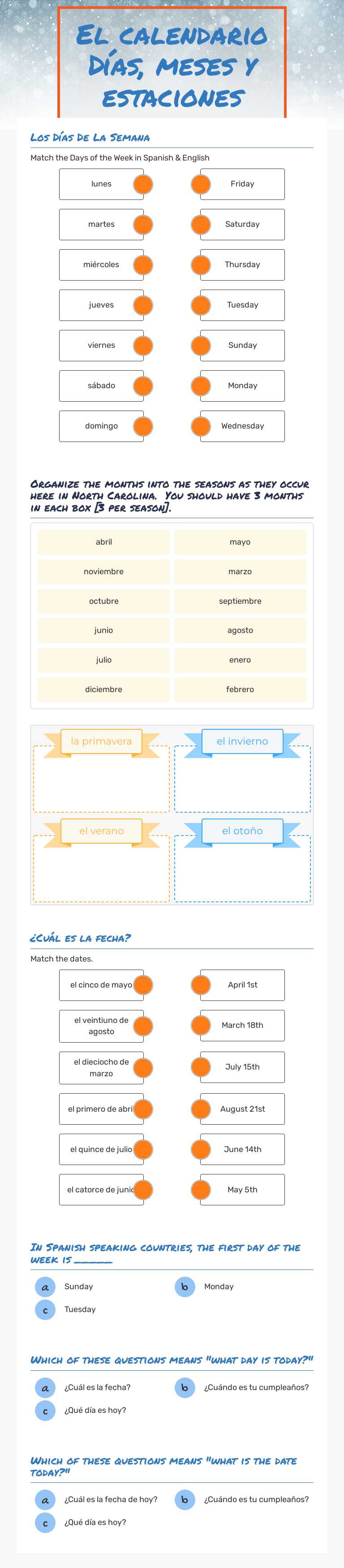 Master Spanish calendar terms: days, months, seasons, and dates! | El ...