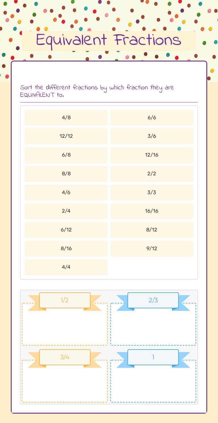 Equivalent Fractions by TAYLOR STRICKER | Interactive Worksheet | Wizer.me