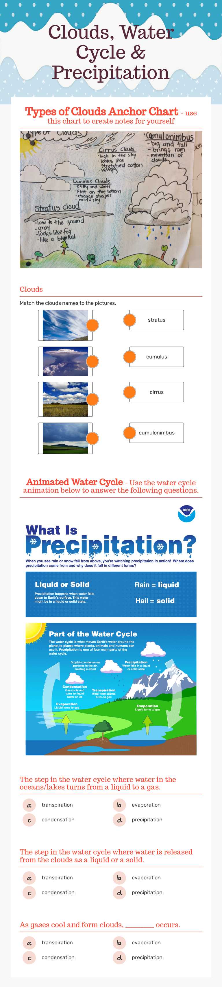 Clouds, Water Cycle & Precipitation by Aileen Beck | Interactive ...