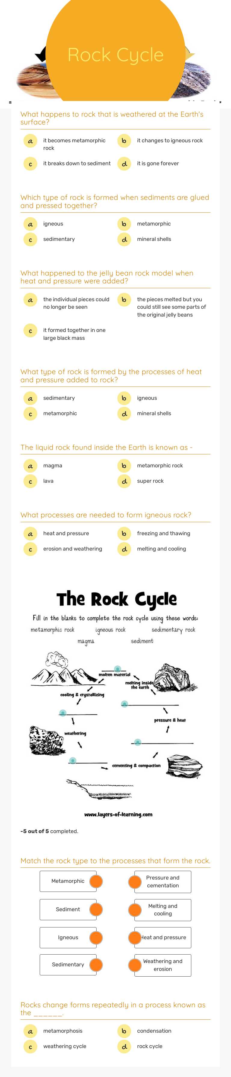 Rock Cycle by Darlington Tower | Interactive Worksheet | Wizer.me