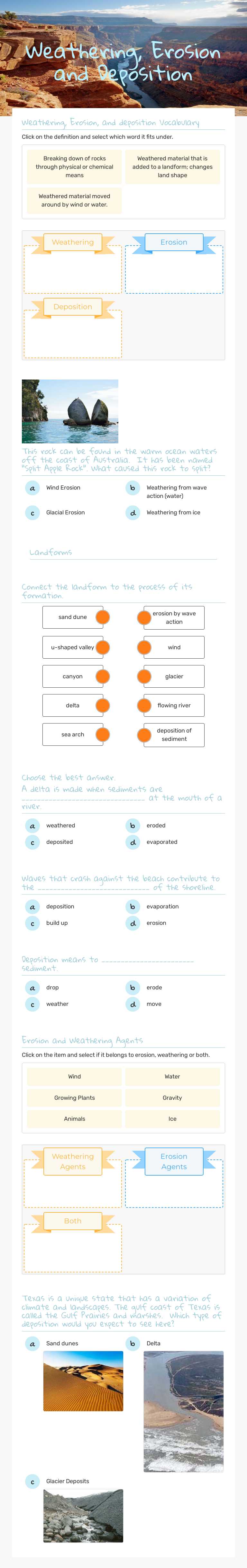 Master weathering, erosion, and deposition! Interactive worksheet with ...