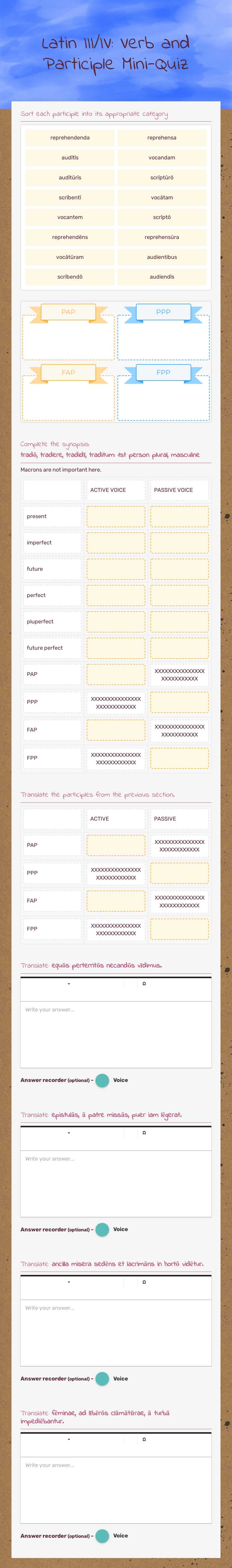 Master Latin verb participles and synopses with this mini-quiz! | Latin ...